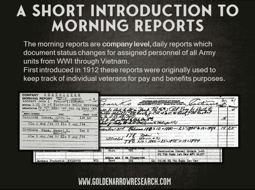 Morning Reports: Locating Your Army Veteran Using WWII Military Records ...